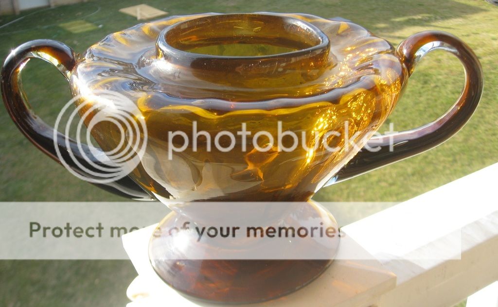 Amber Glass Hand Blown Handled Vase Bowl | Antiques Board